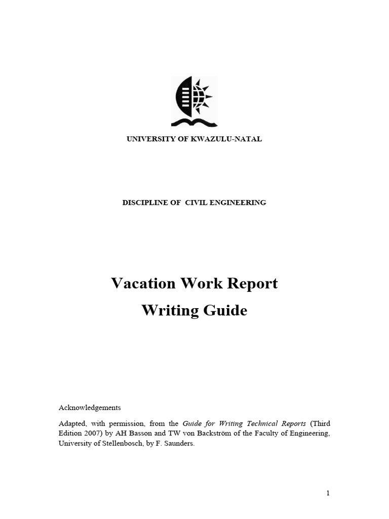 Civil Engineering Vacation Report Guide | PDF | Engineering | Paragraph