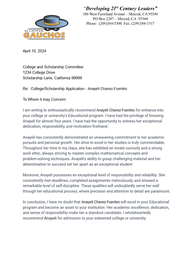 Letter of Rec | PDF | Self-Improvement | Wellness