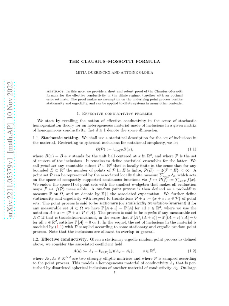 The Clausius-Mossotti Formula Mitia Duerinckx | PDF | Viscosity ...