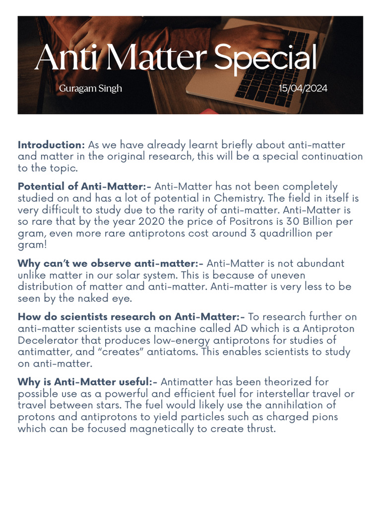 Anti-Matter Research | PDF | Science & Mathematics | Computers