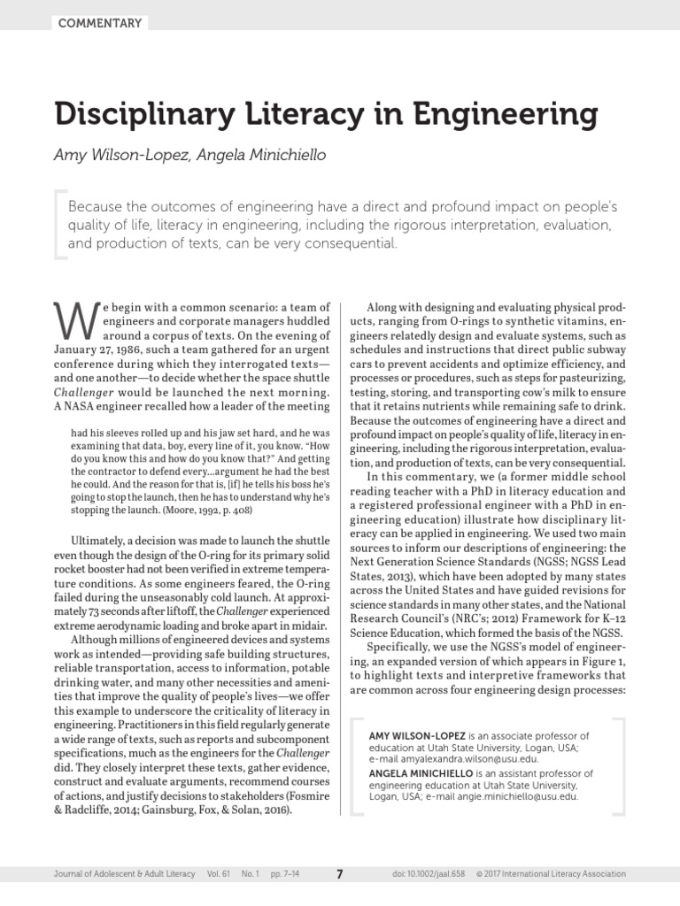 Disciplinary Literacy in Engineering | PDF | Science | Literacy