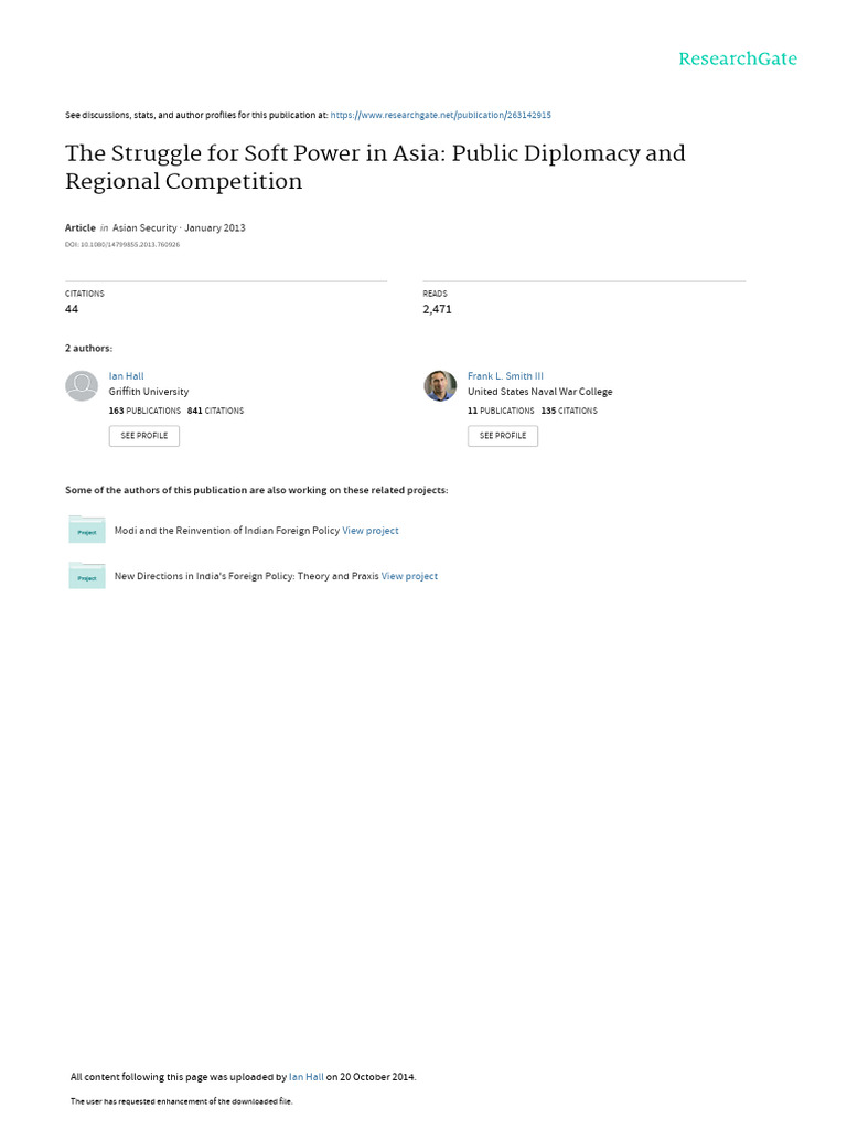 The Struggle For Soft Power in Asia Public Diplomacy and Regional Competition | PDF | Soft Power ...