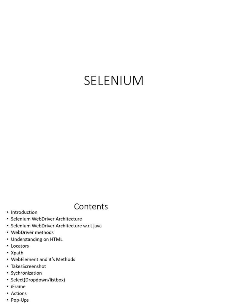 Selenium Notes Pdf Selenium Software Html Element