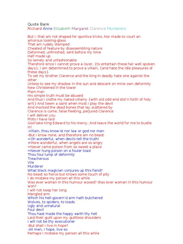 Key Quotes from Richard III | PDF | Heaven | Religious Belief And Doctrine