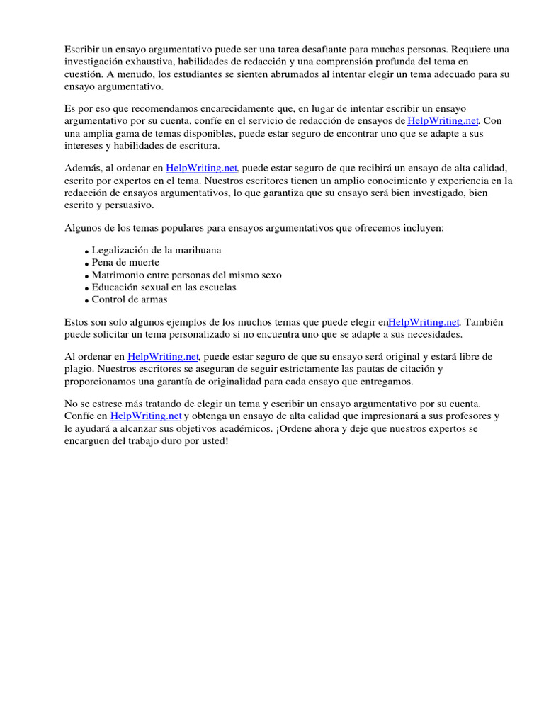Temas para Escribir Un Ensayo Argumentativo | PDF | Ensayos