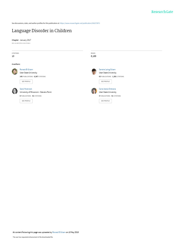 DSM 5HandbookGillamlangaugedisorderfinal | PDF | Autism Spectrum ...