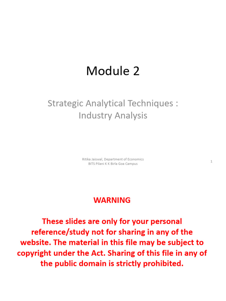 3 Industry Analysis Portors Five Force Mode Module 2 (Class 3and 4) | PDF | Economics | Market ...