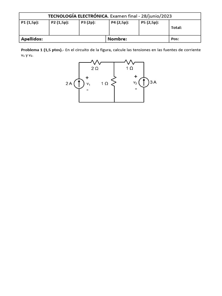 TECEL Final Junio 2023 | PDF | Resistencia Eléctrica y Conductancia | Circuitos electricos