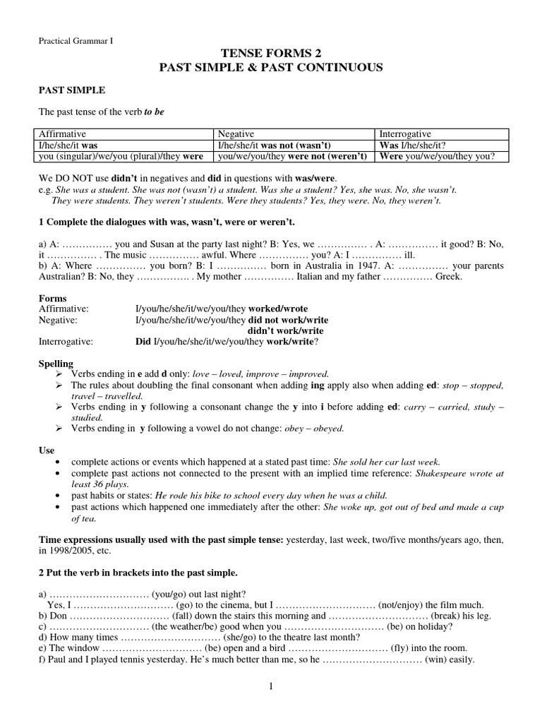 Past Simp and Con | PDF | Grammar | Linguistics