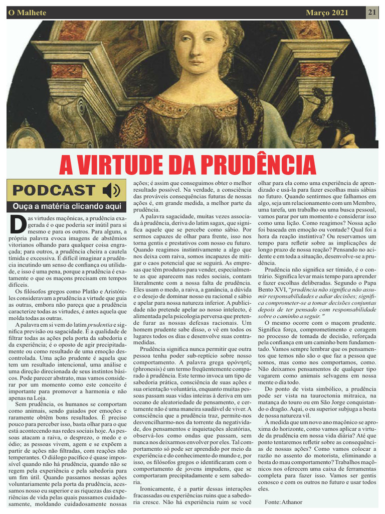 A Virtude Da Prudência | PDF | Prudência | Sabedoria