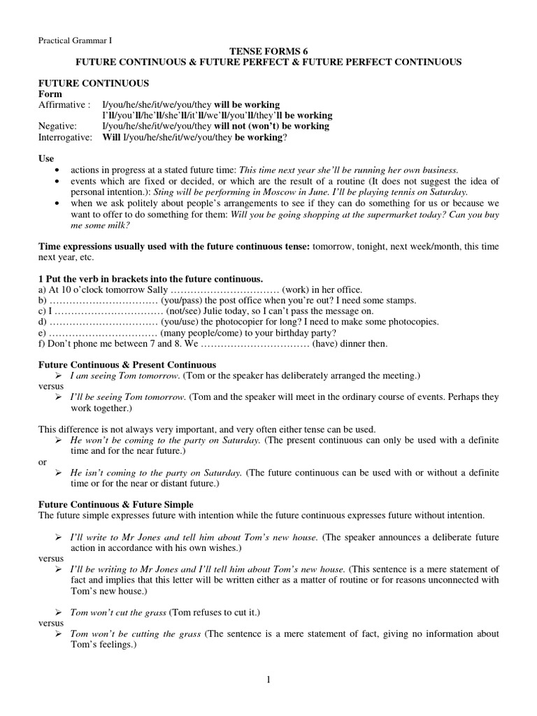 Future Forms | PDF | Grammatical Tense