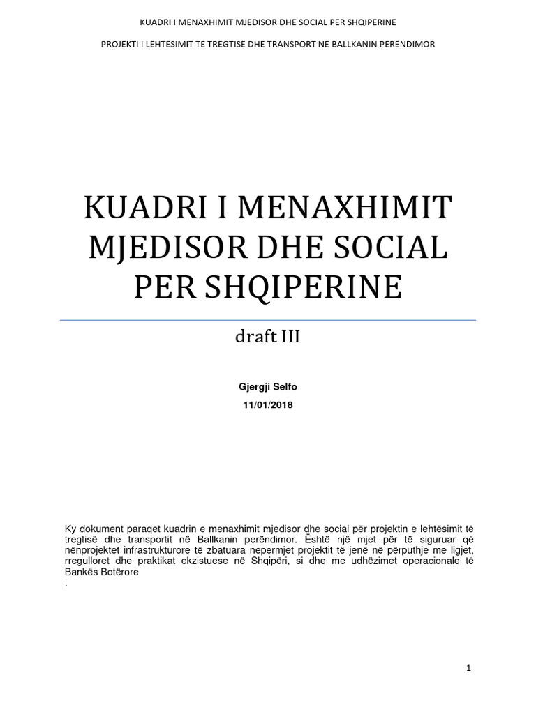 Kuadri I Menaxhimit Mjedisor Dhe Social | PDF