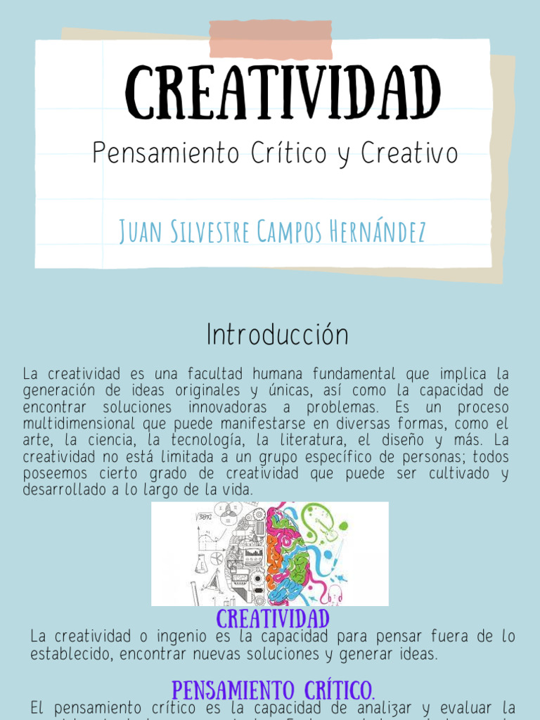 Creatividad y Pensamiento Crítico | PDF | Creatividad | Pensamiento