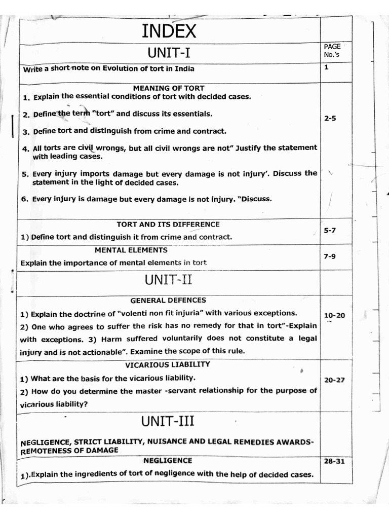 Torts - Unit 1 & 2 | PDF
