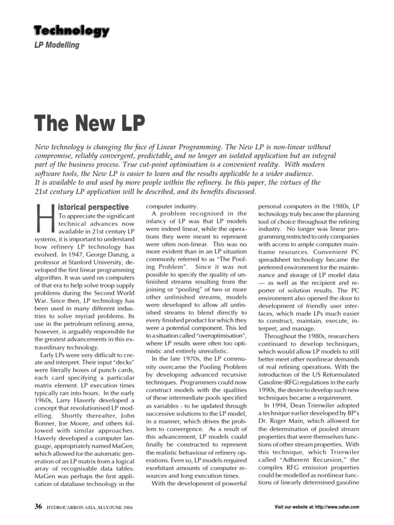 The New LP: LP Modelling LP Modelling | PDF | Simulation | Oil Refinery