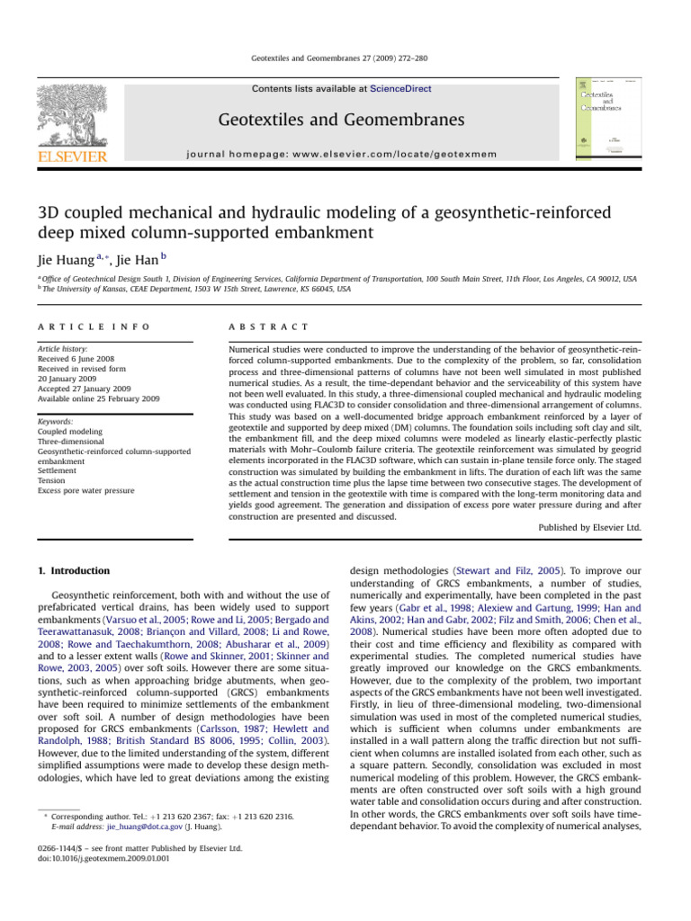3D Coupled Mechanical and Hydraulic Modeling of A Geosynthetic ...