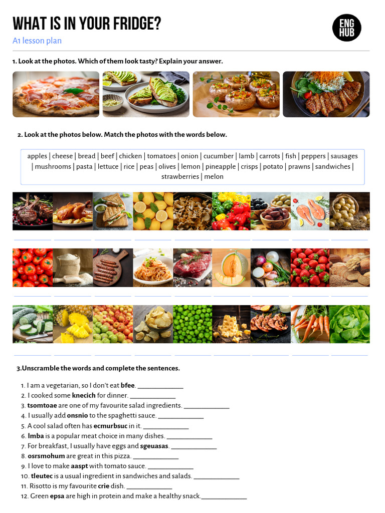 A1 What Is in Your Fridge A4 Worksheet SV | PDF | Salad | Fruit