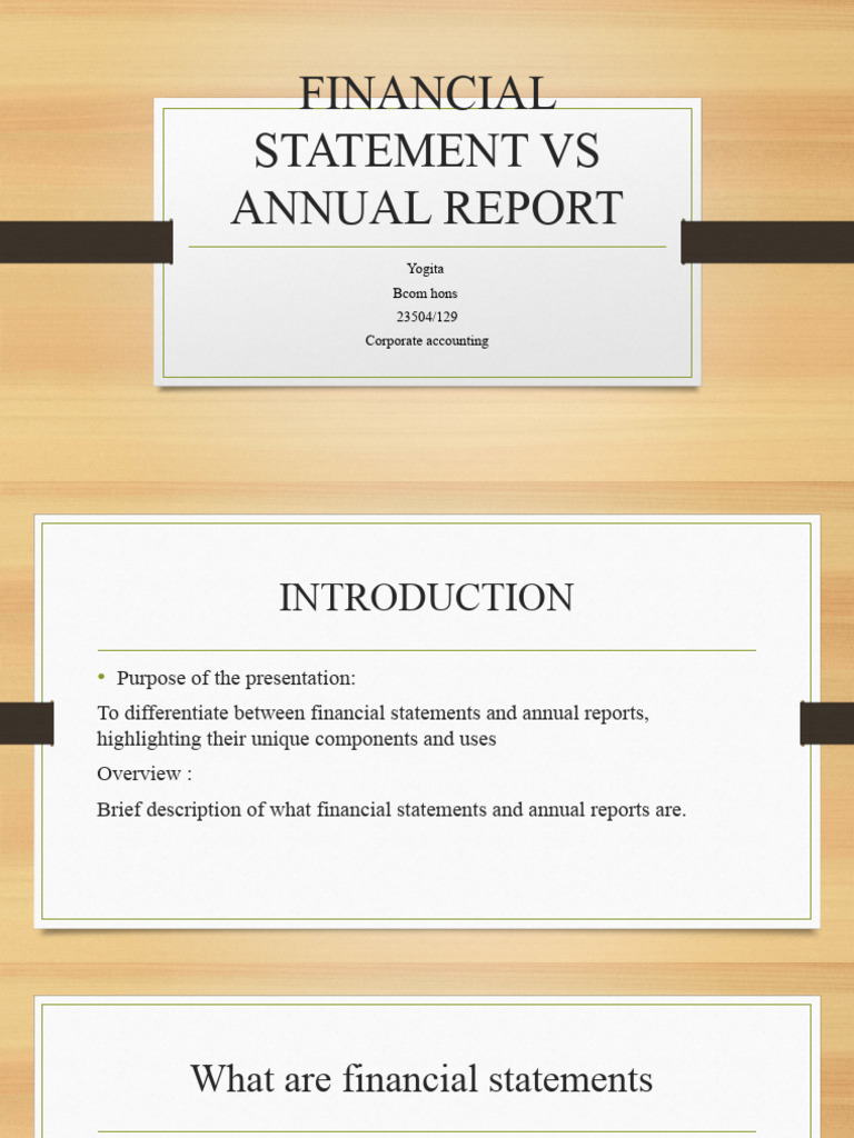 Financial Statement Vs Annual Report: Yogita Bcom Hons 23504/129 Corporate Accounting | PDF ...