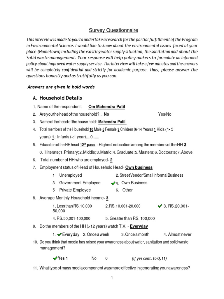 Waste Management Survey (1) | PDF | Water | Waste