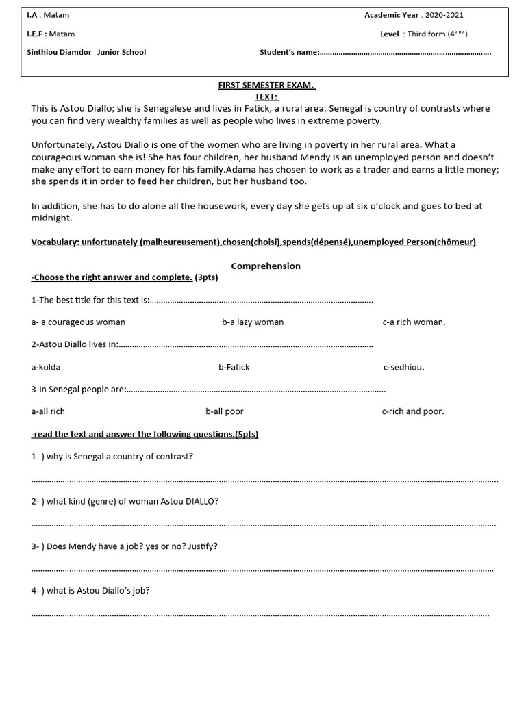 Astou Diallo: A Story of Resilience | PDF | Grammar | Linguistics