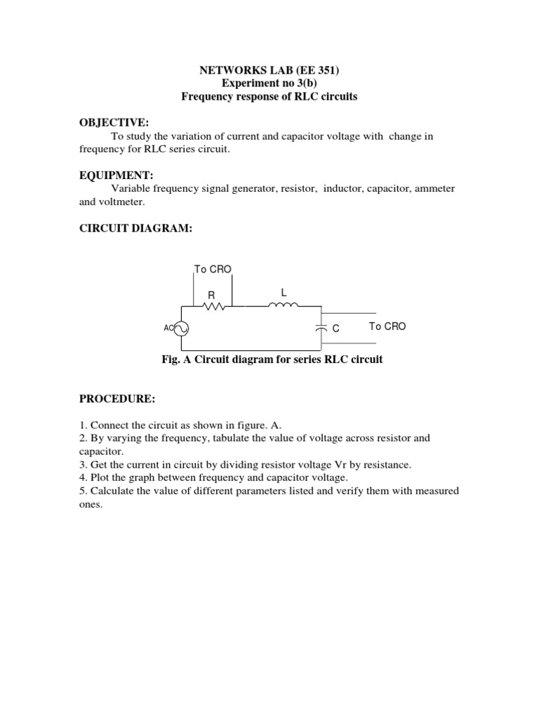 RLC Circuit Frequency Response Experiment | PDF