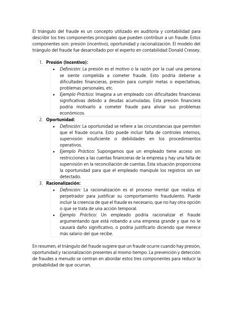 Triángulo del Fraude: Componentes Clave | PDF | Fraude | Contabilidad
