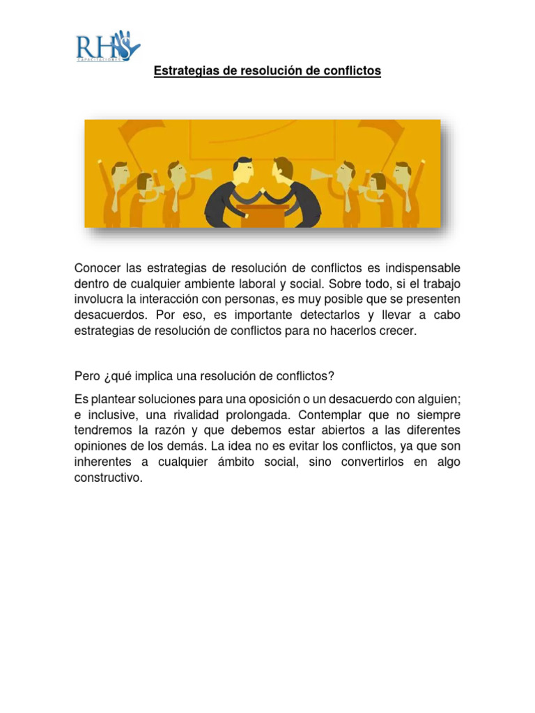 4 Estrategias de resolución de conflictos | PDF | Conflicto (proceso ...