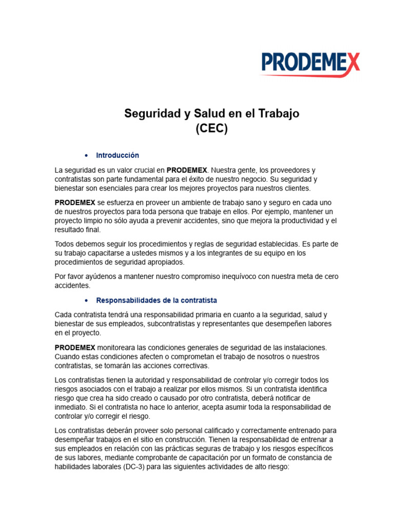Seguridad y Salud en El Trabajo | PDF