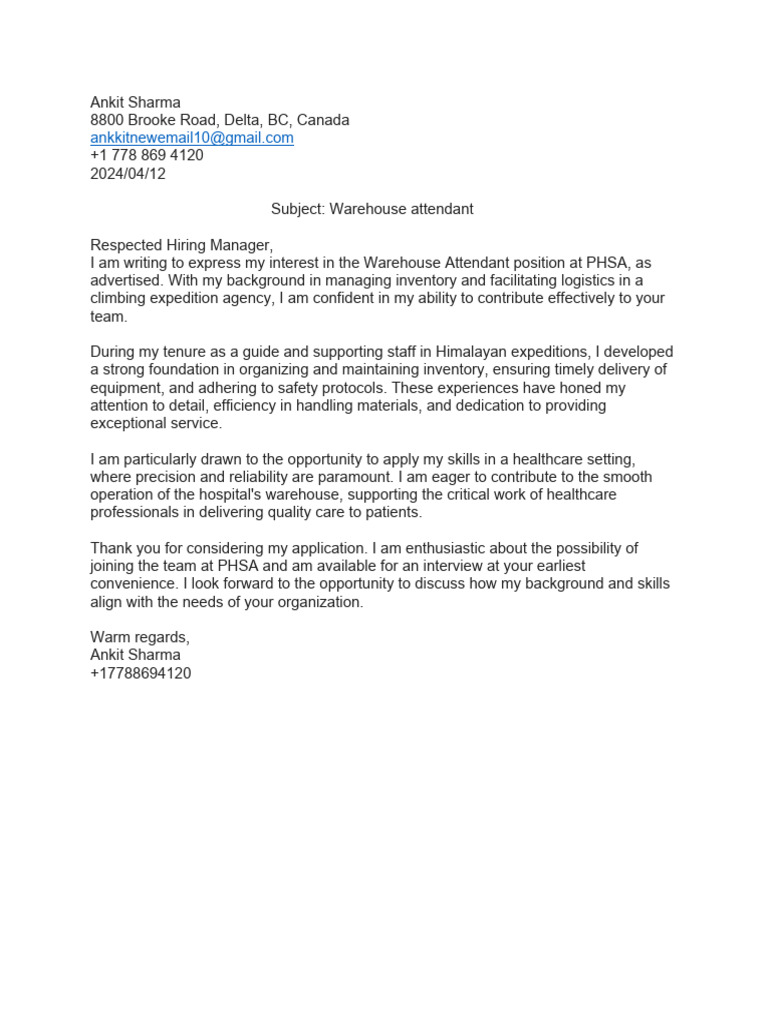 PHSA Letter | PDF