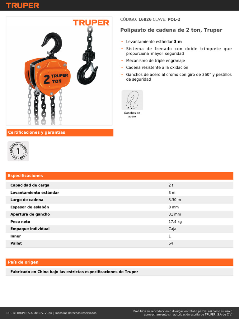 F.T Polea Diferencial Truper | PDF | Bienes manufacturados