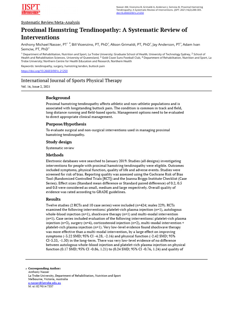 Ijspt 2021 16 2 21250 | PDF | Systematic Review | Clinical Medicine