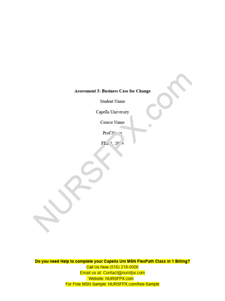 NHS FPX 6008 Assessment 3 Business Case For Change | Download Free PDF | Health Care | Cost ...