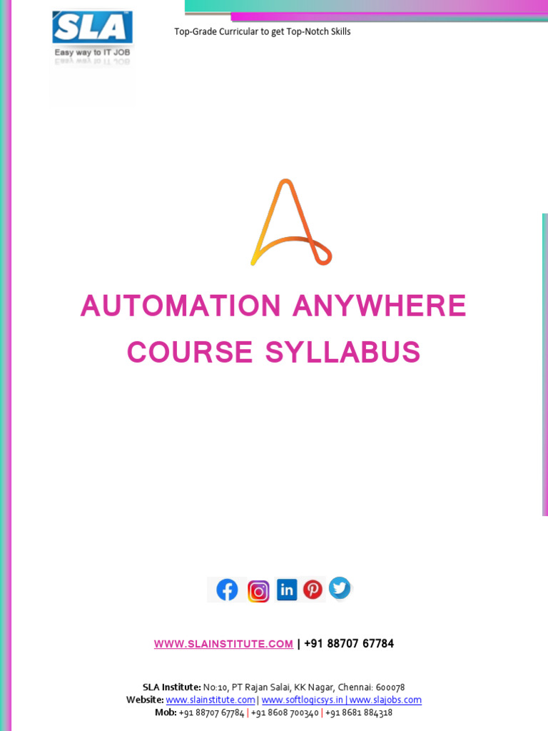 Automation Anywhere Course Syllabus | PDF | World Wide Web | Internet & Web