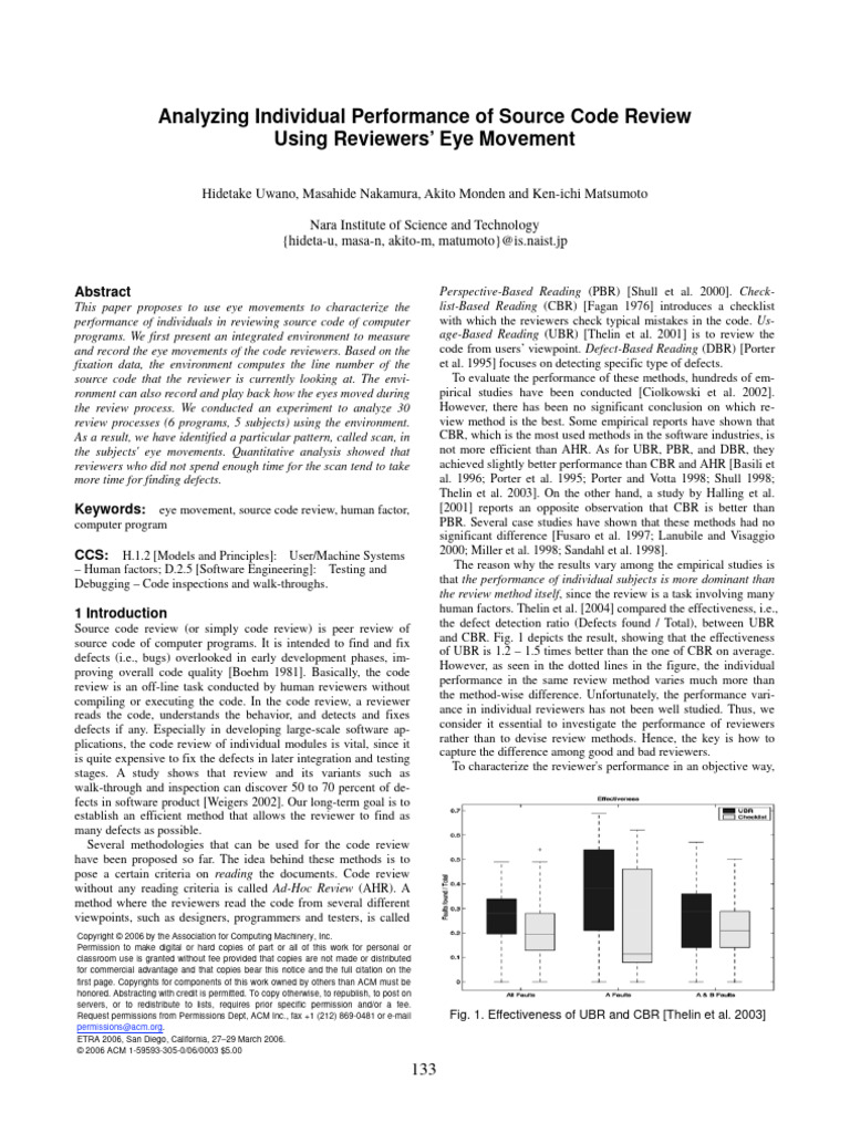 Analyzing Individual Performance of Source Code Review | PDF | Experiment | Source Code