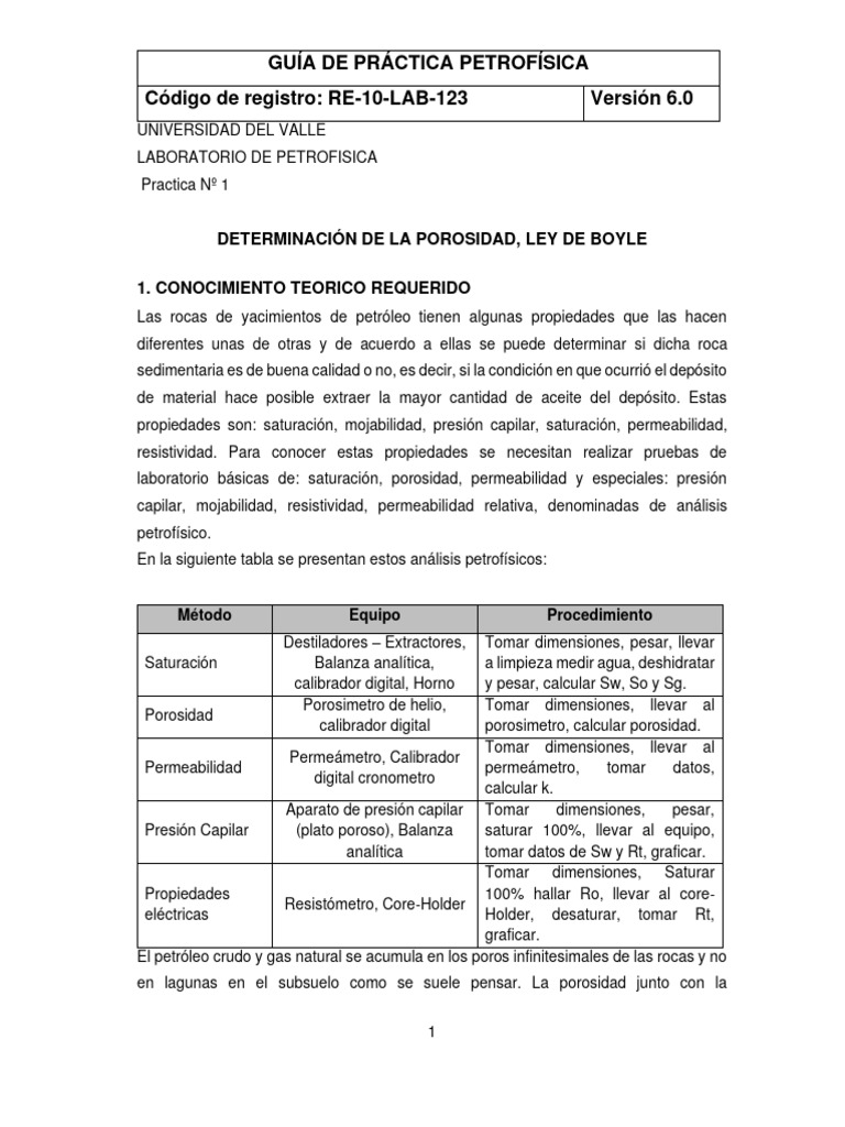 RE-10-LAB-123 PETROFISICA v6 | PDF | Gases | Permeabilidad (Ciencias de la Tierra)