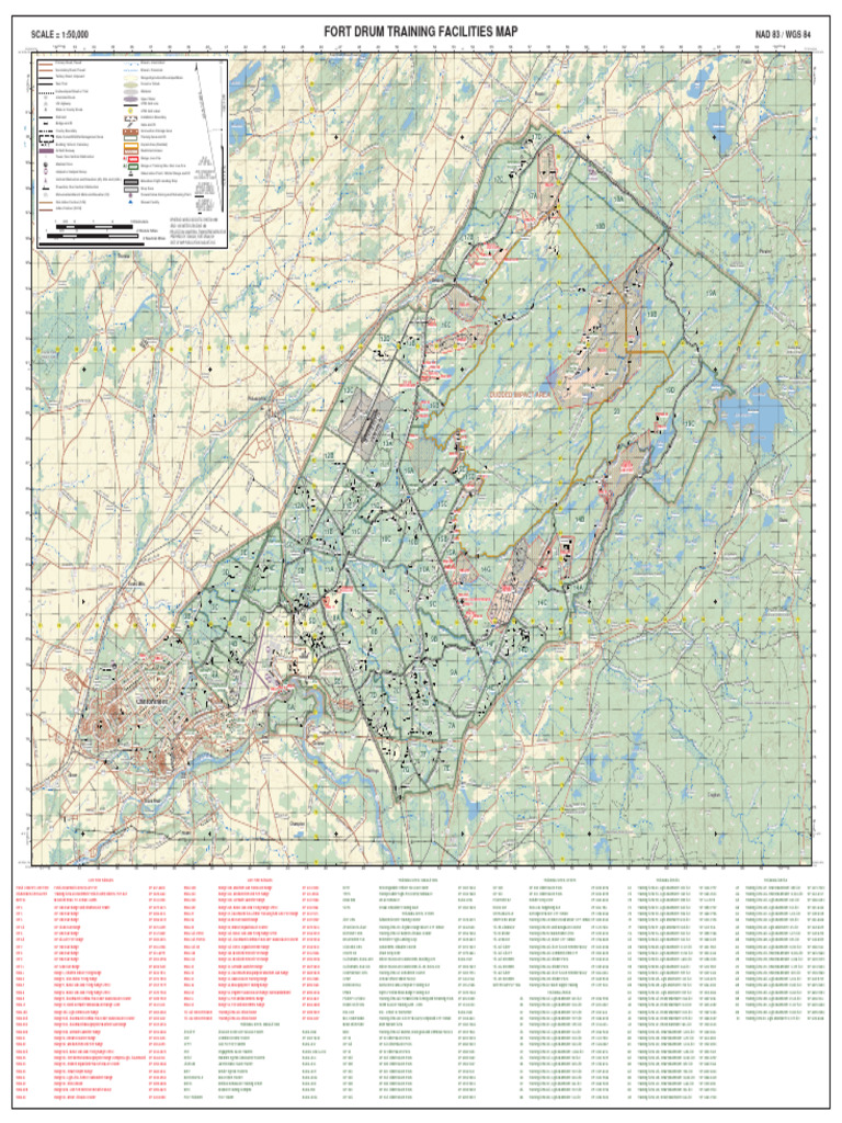 Fort Drum Training Facilities Map: SCALE 1:50,000 NAD 83 / WGS 84 | PDF ...