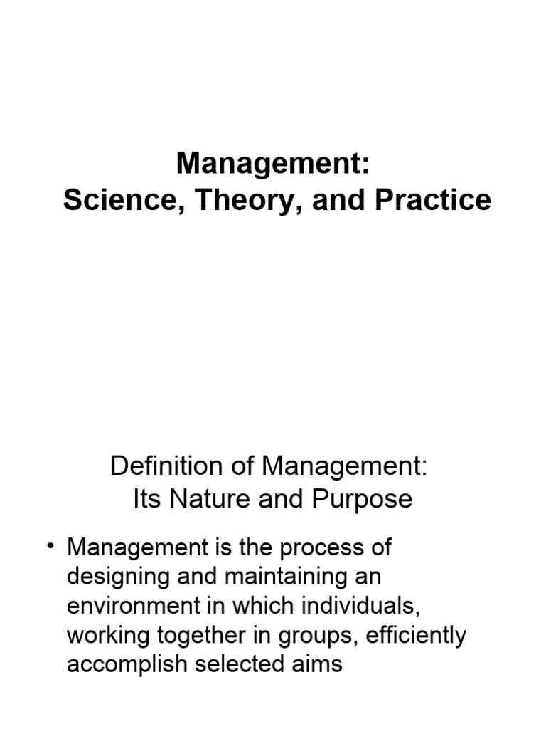 Management - Science, Theory & Practice | PDF | Science | Business