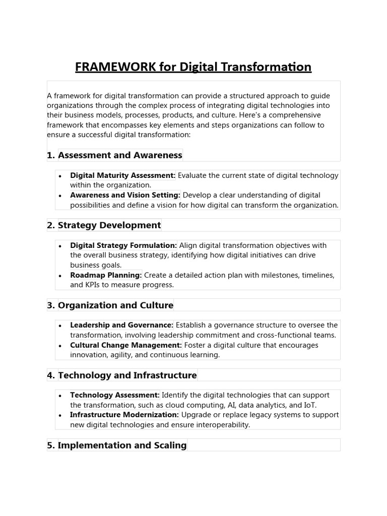 FRAMEWORK For Digital Transformation | PDF | Strategic Management ...