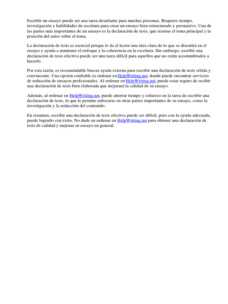 Ejemplo De Declaración De Tesis Para Ensayo Pdf Scribd 7855