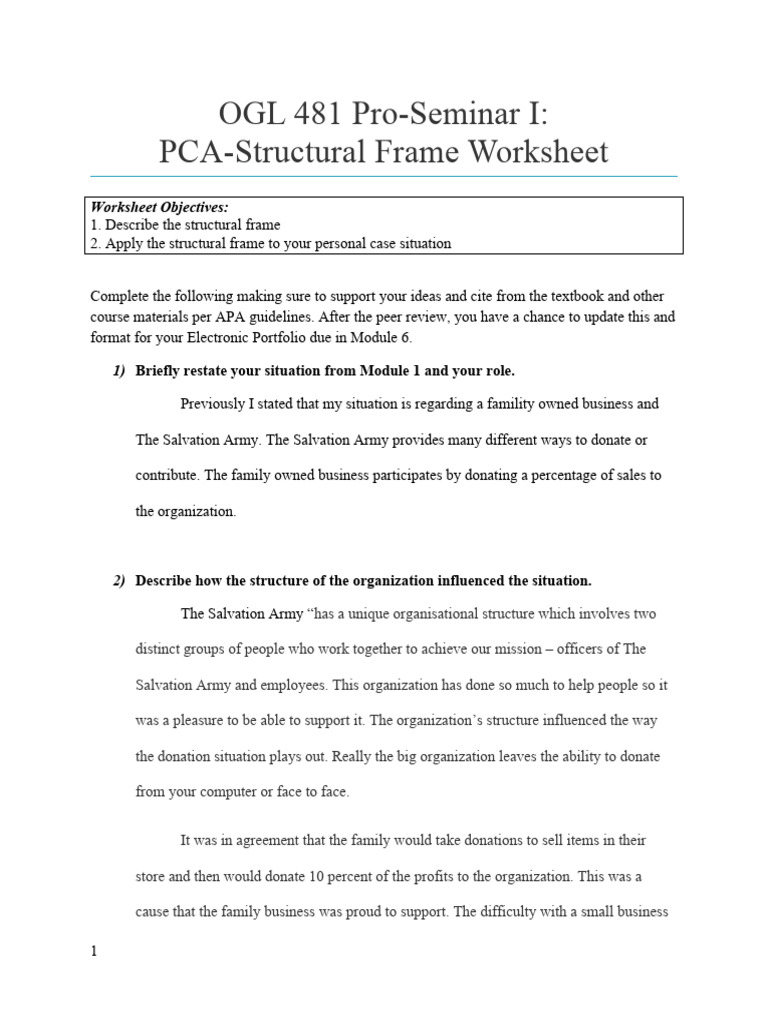 Structural Frame Worksheet - Charney | PDF | Human Communication