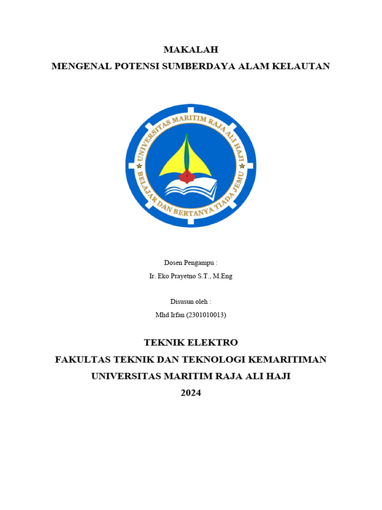 PITK MHD IRFAN Mengenal Sumberdaya Alam Kelautan | PDF
