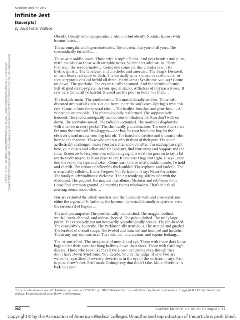 Infinite Jest Excerpts .20 | PDF | Clinical Medicine