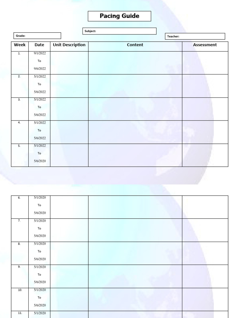 Pacing Guide Template Blank | PDF | Career & Growth | Business