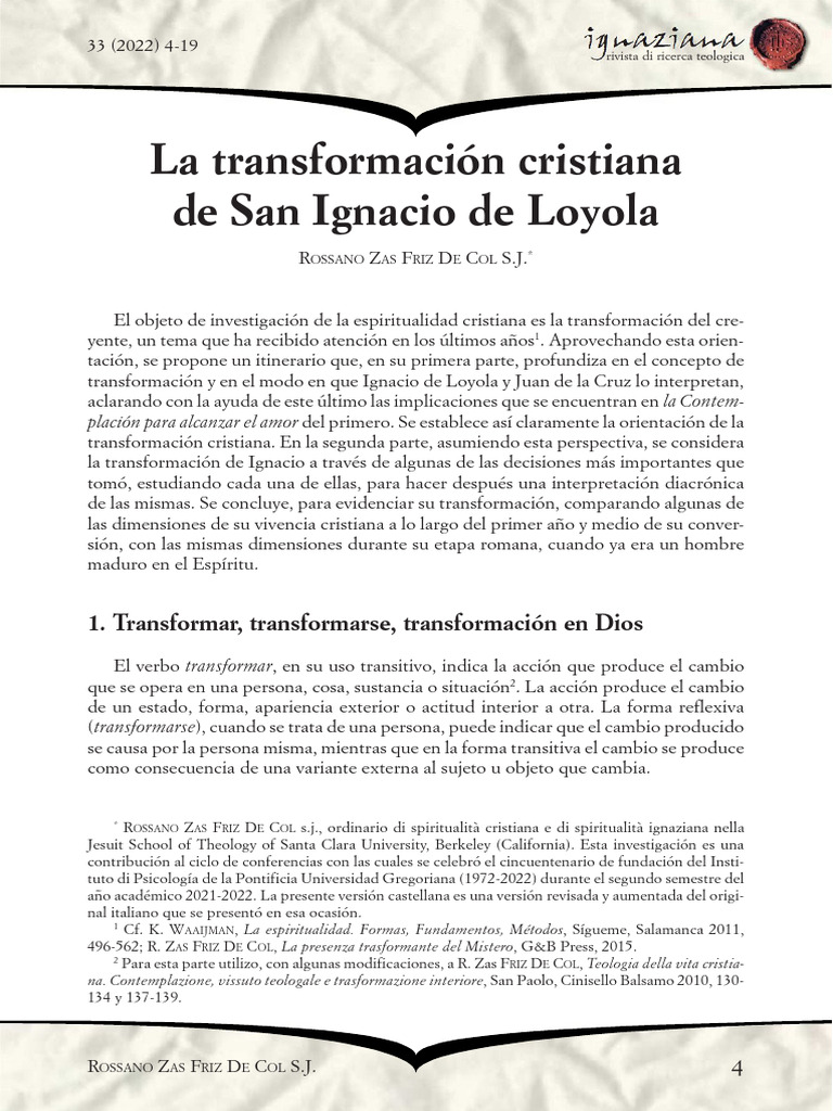 Zas Friz. Transformación San Ignacio | PDF | Amor | Dios