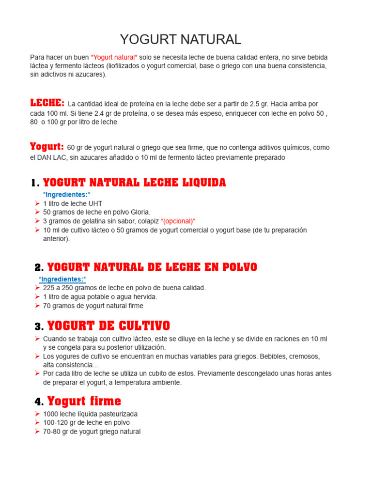 Cómo Hacer Yogurt Natural en Casa | PDF | Yogur | Leche
