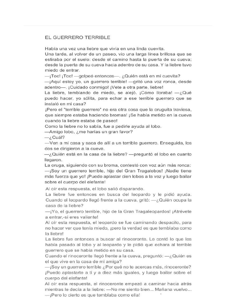 Cuento - El Guerrero Terrible | PDF