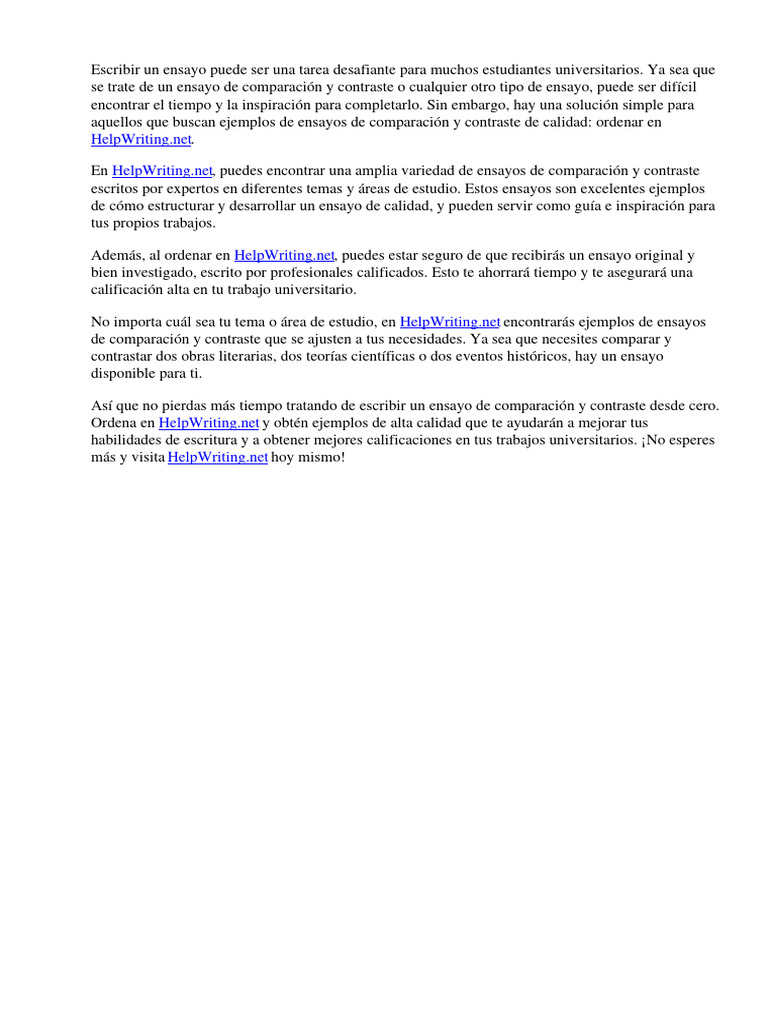 Ejemplos de Ensayos Universitarios de Comparación y Contraste | PDF ...