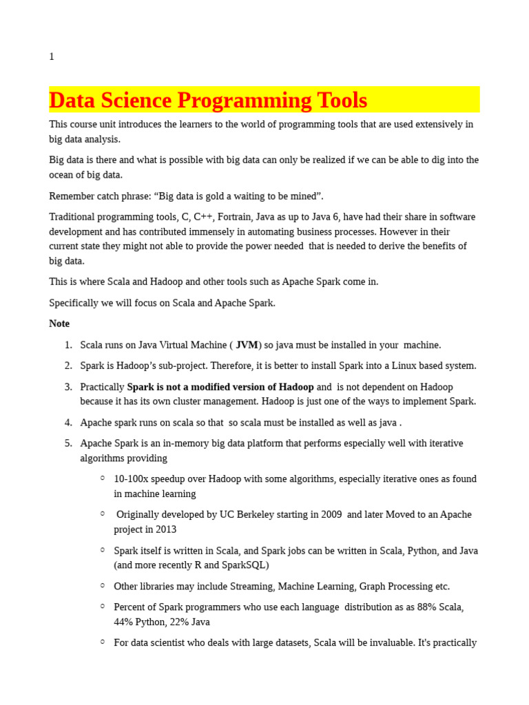 Introduction Data Science Programming Handout Set 1 | PDF | Scala ... Introduction Data Science Programming Handout Set 1 | PDF | Scala ...
