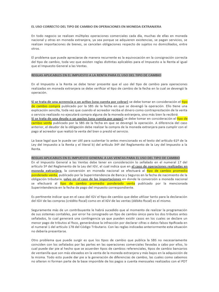 Dictado SBS Tipo de Cambio para El Registro de Compras y Ventas | PDF | Impuestos | Tipo de cambio