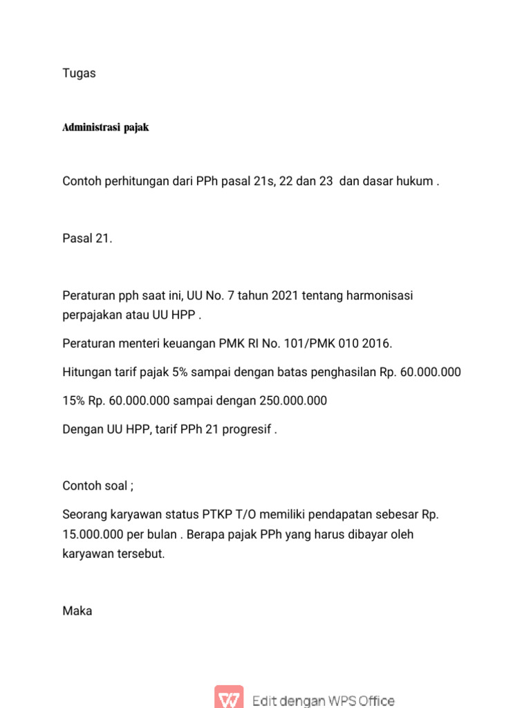 Tugas Administrasi Pajak | PDF | Pengelolaan Keuangan & Uang